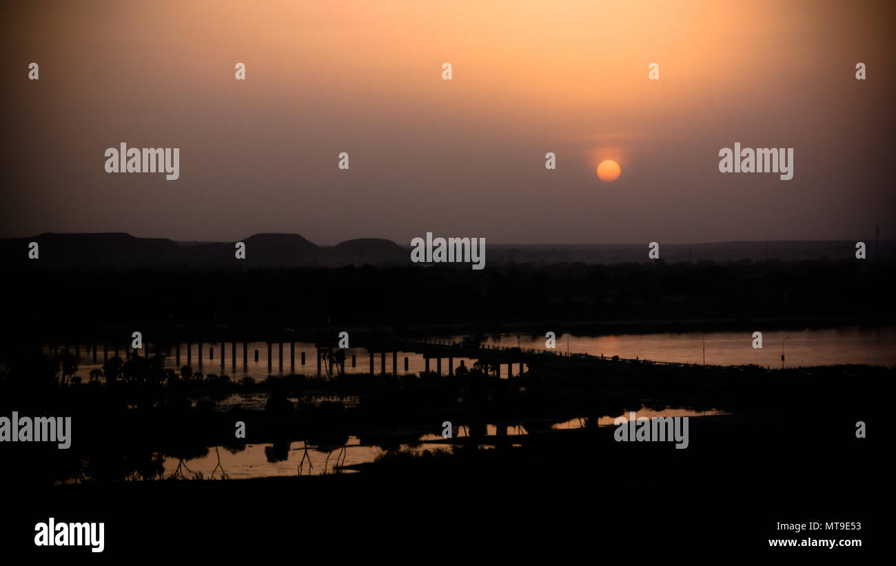 Aerial view to Niger river in Niamey at sunset, Niger Stock Photo - Alamy