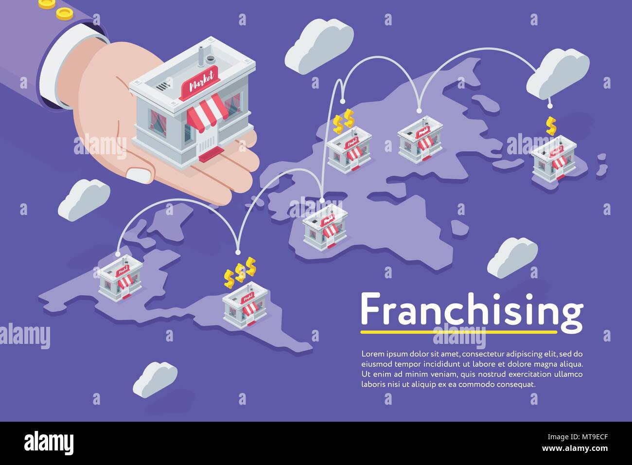 Franchising chain on map Stock Vector Image & Art - Alamy