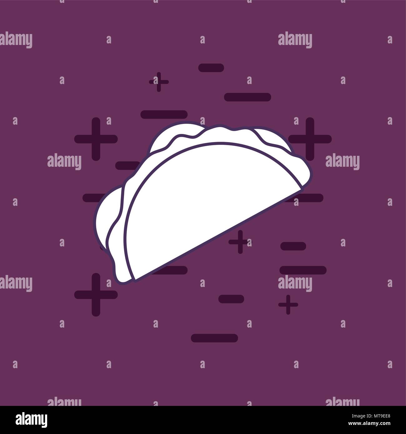 taco icon over purple background, colorful line design. vector ...