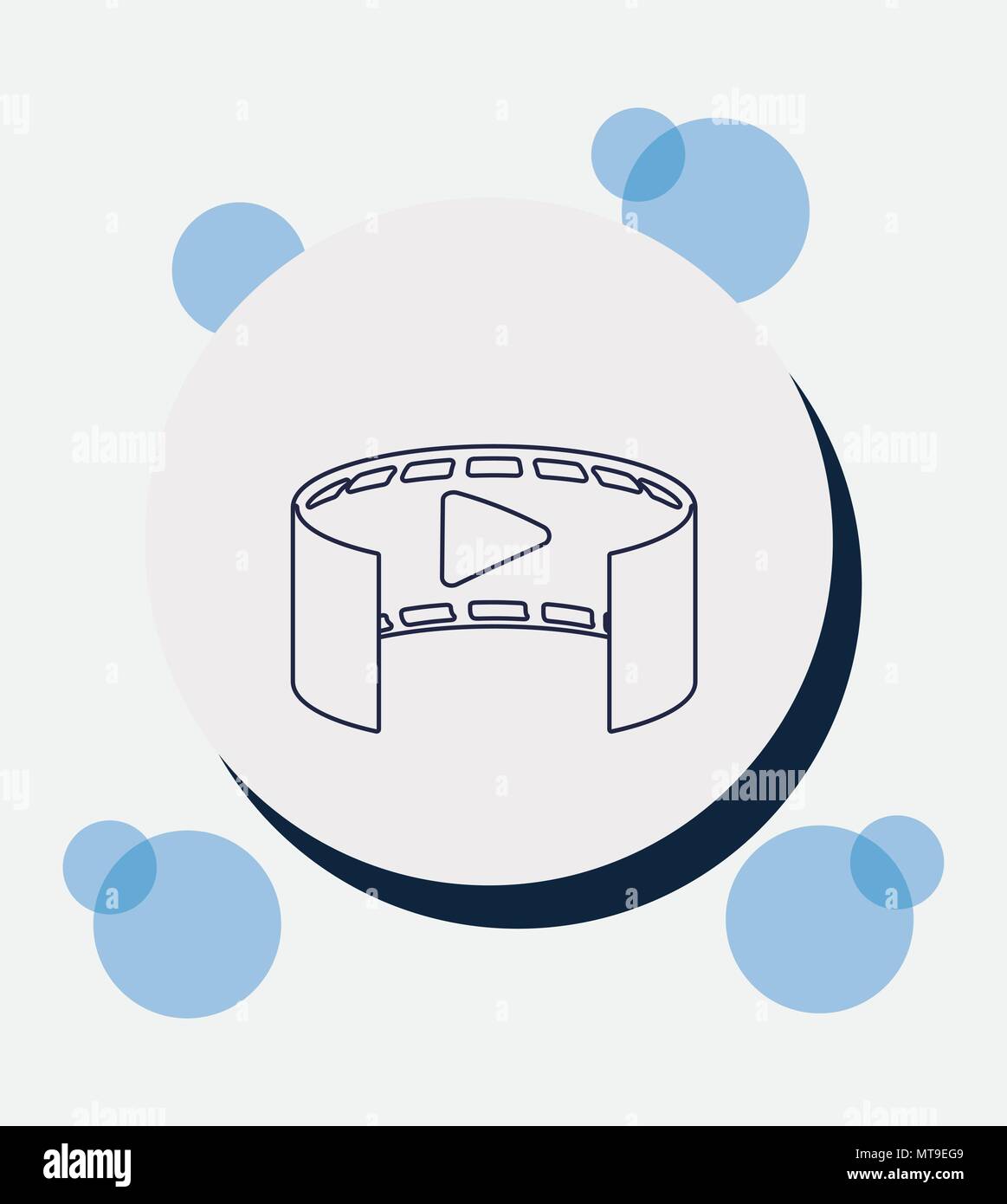 virtual reality design with 360 degree video symbol icon over blue ...