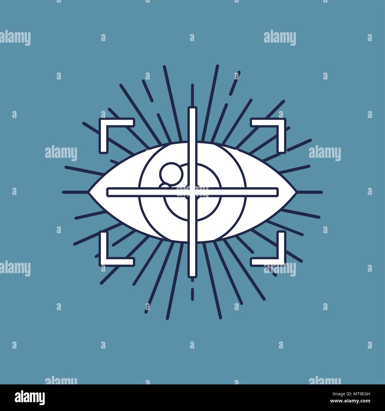 virtual reality design with eye tracking symbol over blue background ...