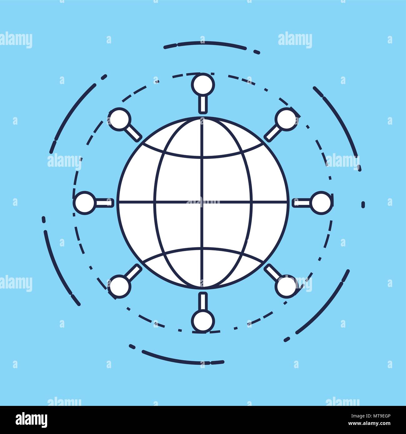 virtual reality design with interactivity symbol over blue background ...