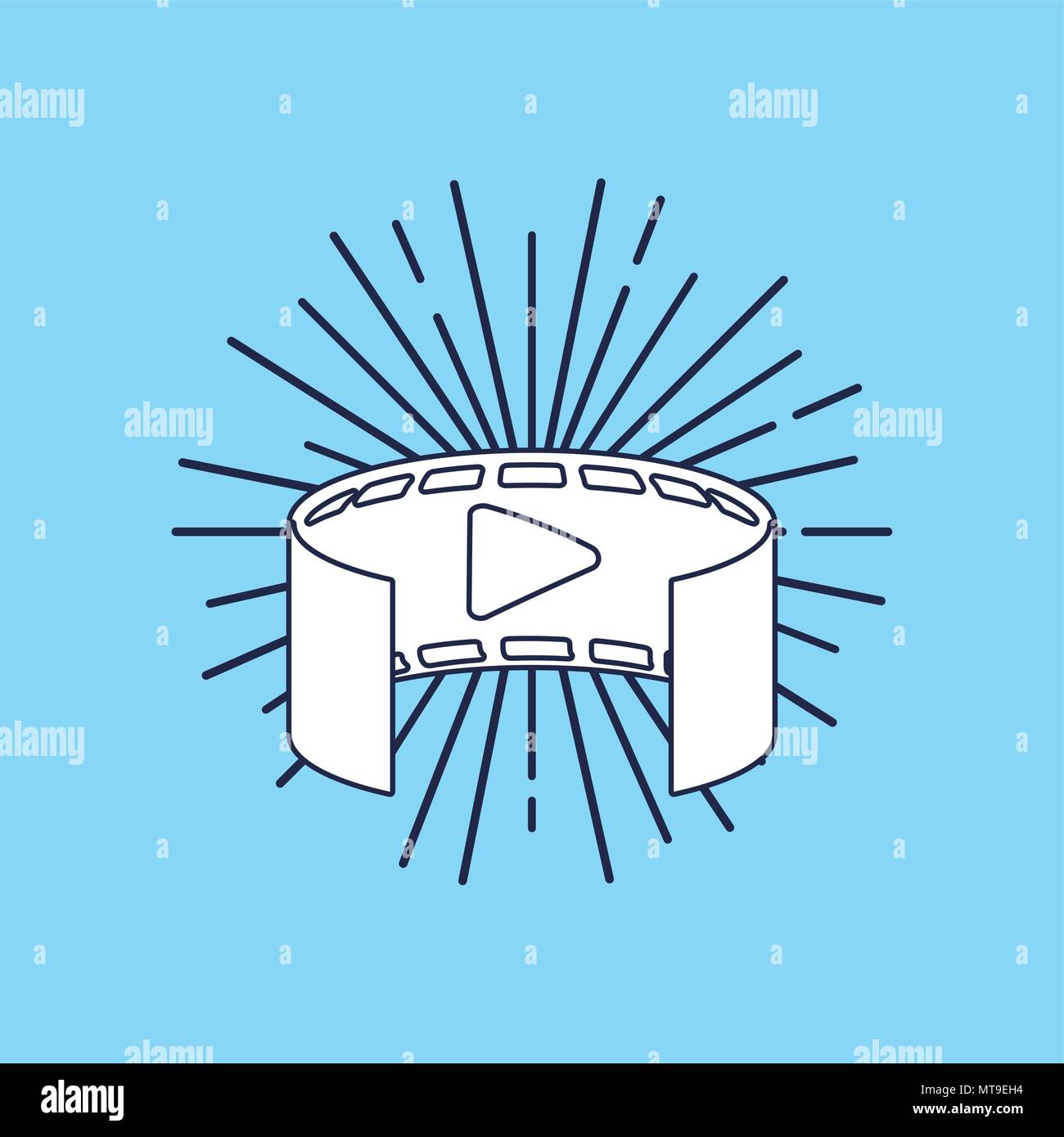 virtual reality design with 360 degree video symbol icon over blue ...