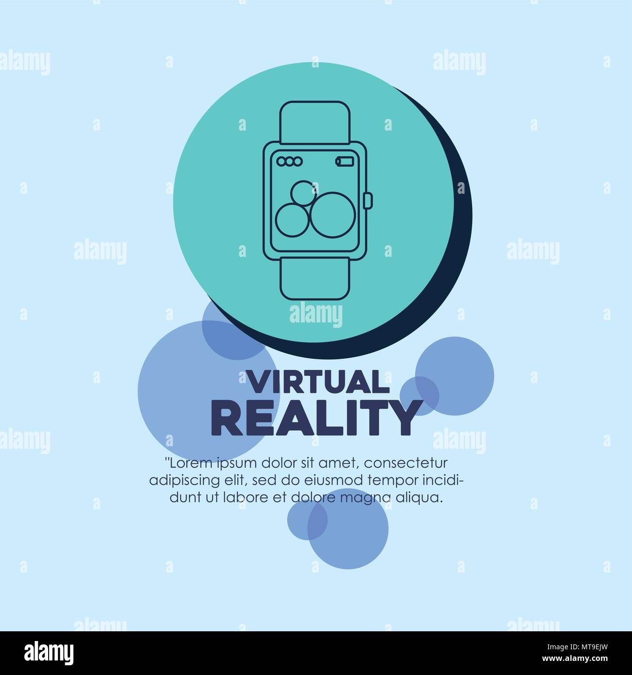 Infographic of virtual reality concept with smartwatch over blue ...