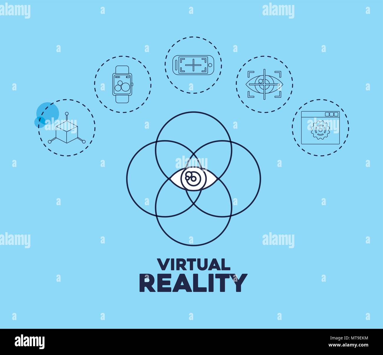 virtual reality design with vision symbol icon over blue background ...