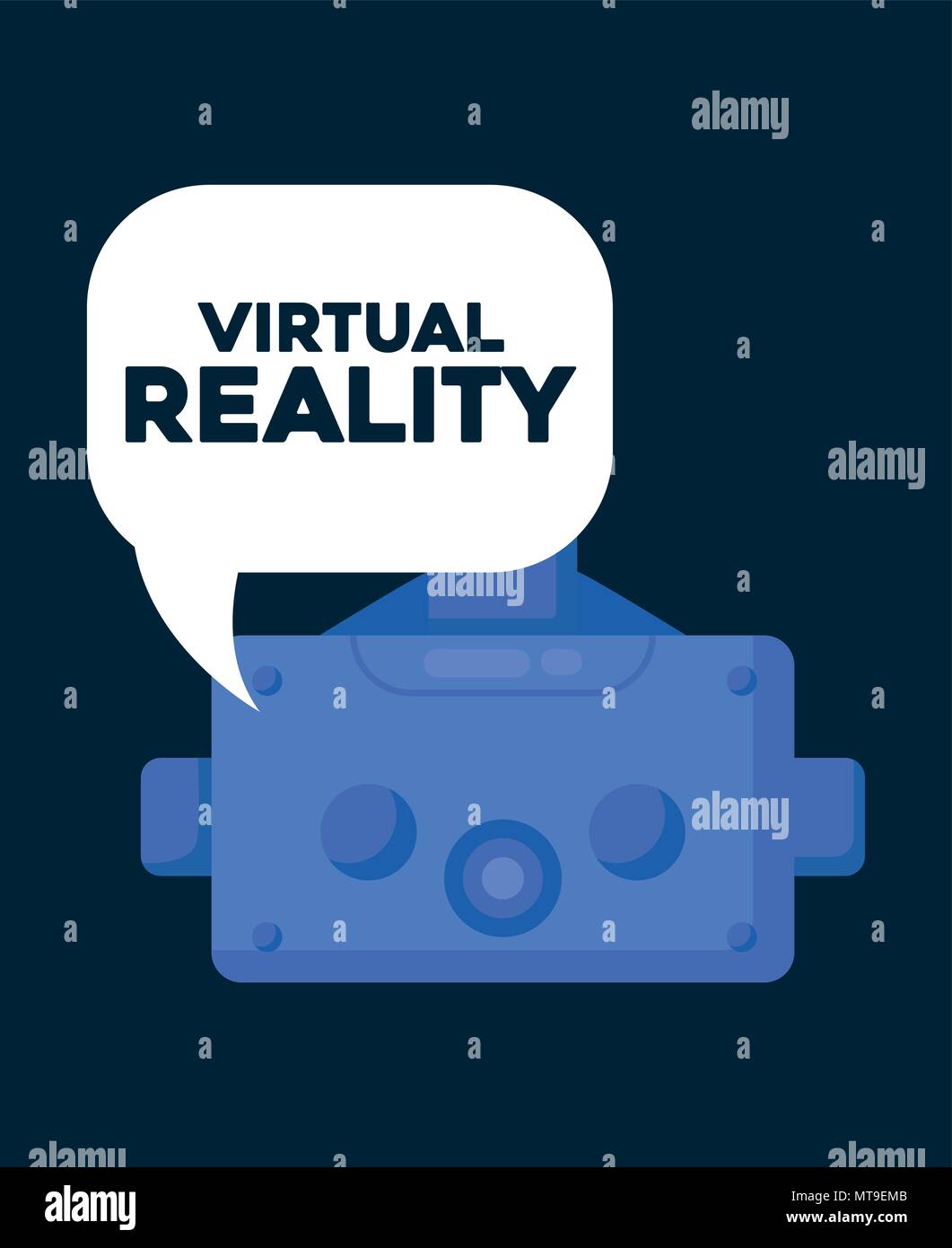 virtual reality design with vr headset icon over blue background ...