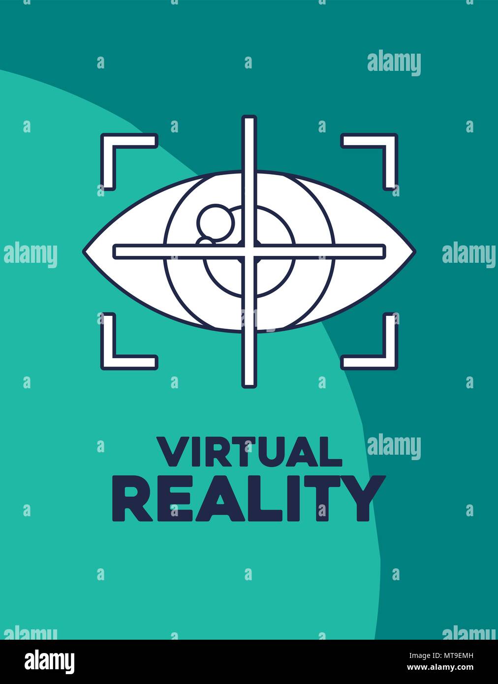 virtual reality design with eye tracking symbol over turquoise ...