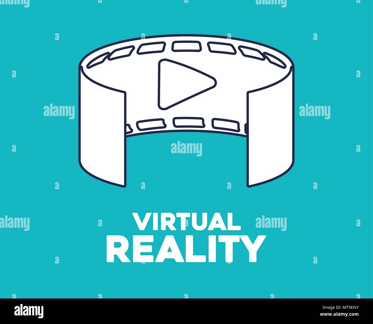 virtual reality design with 360 degree video symbol icon over blue ...