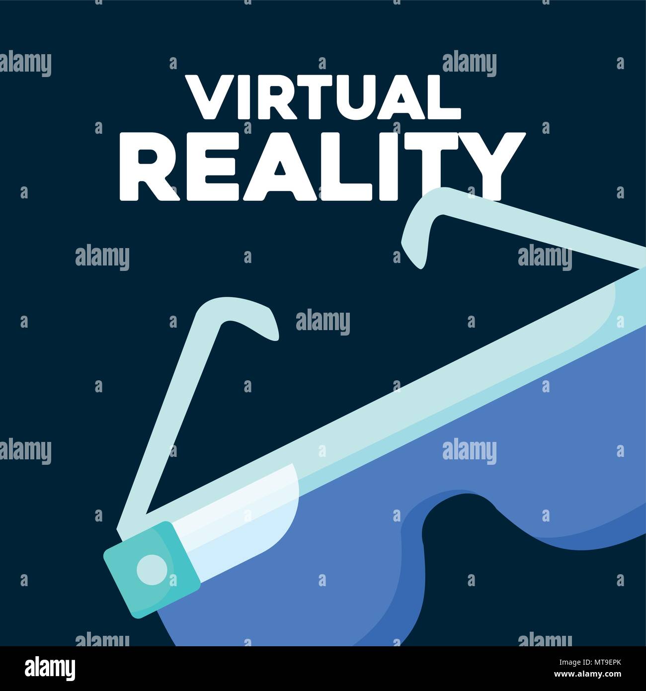 Virtual reality design with vr glasses over blue background, colorful ...