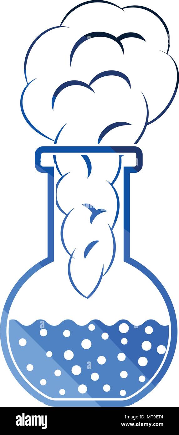 Icon of chemistry bulb with reaction inside. Flat color design. Vector ...