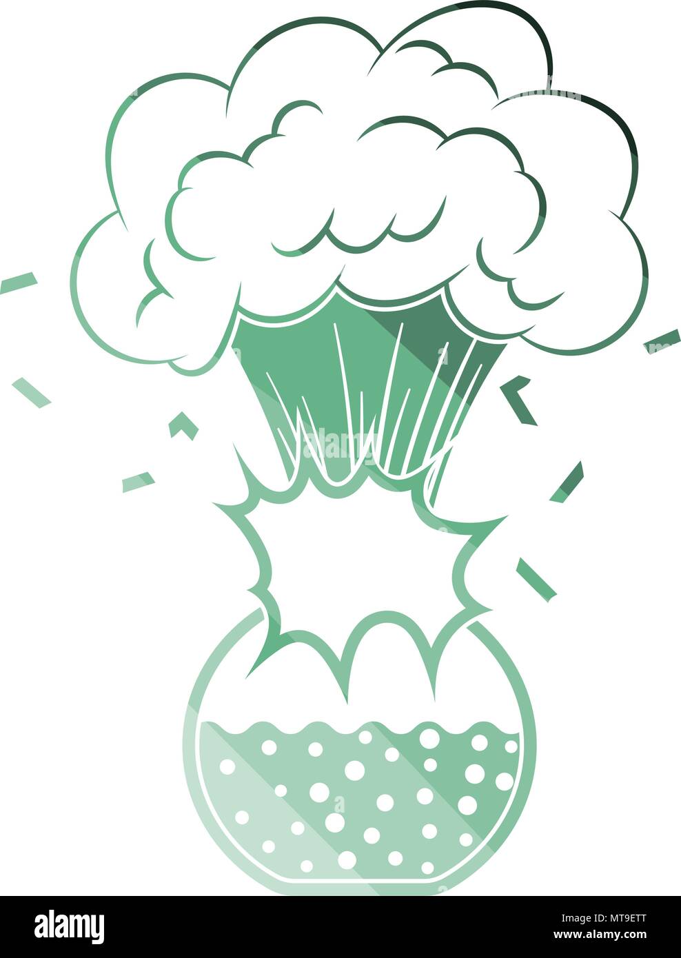 Icon explosion of chemistry flask. Flat color design. Vector ...