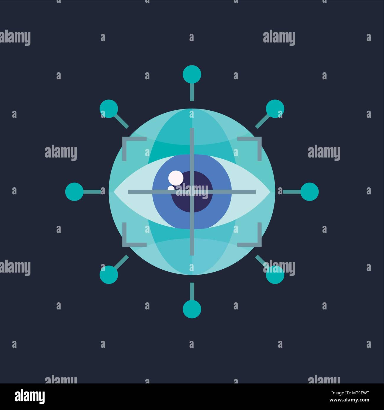 virtual reality design with interactivity and eye focus symbol over ...
