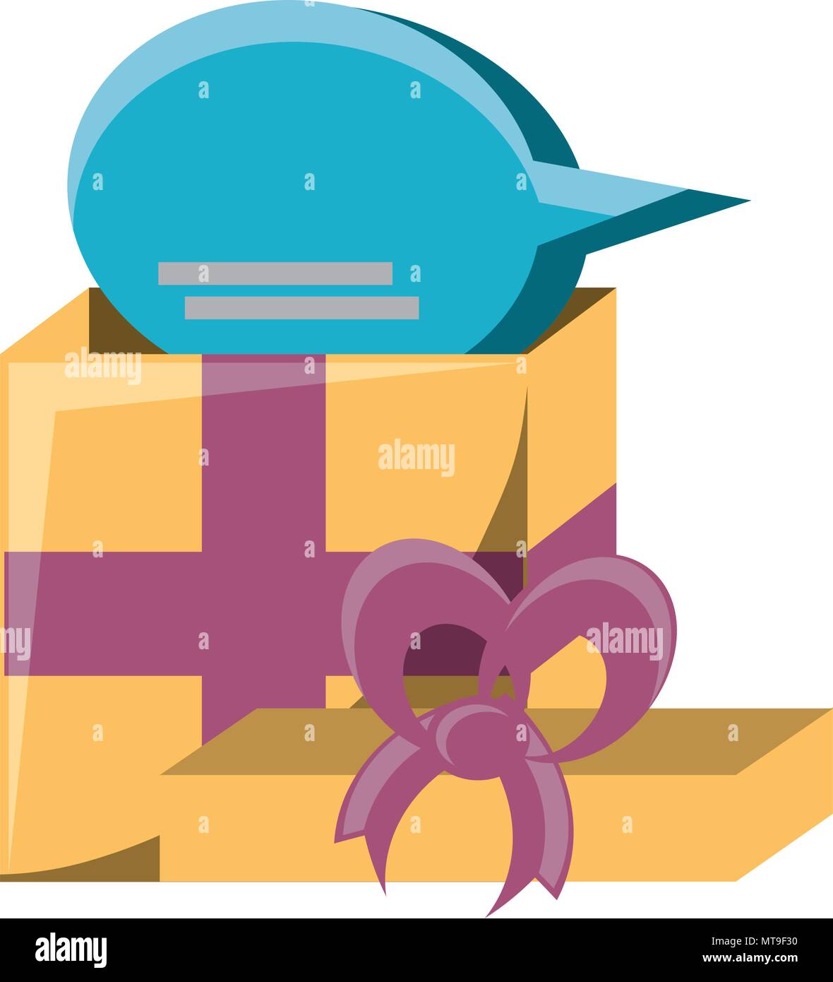 Gift box with speech bubble over white background, colorful design ...