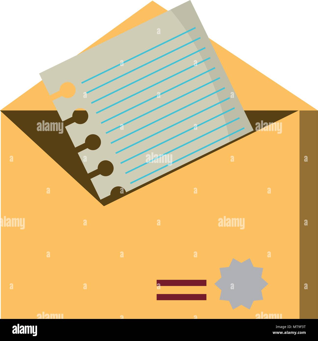 envelope with a note over white background, colorful design. vector ...