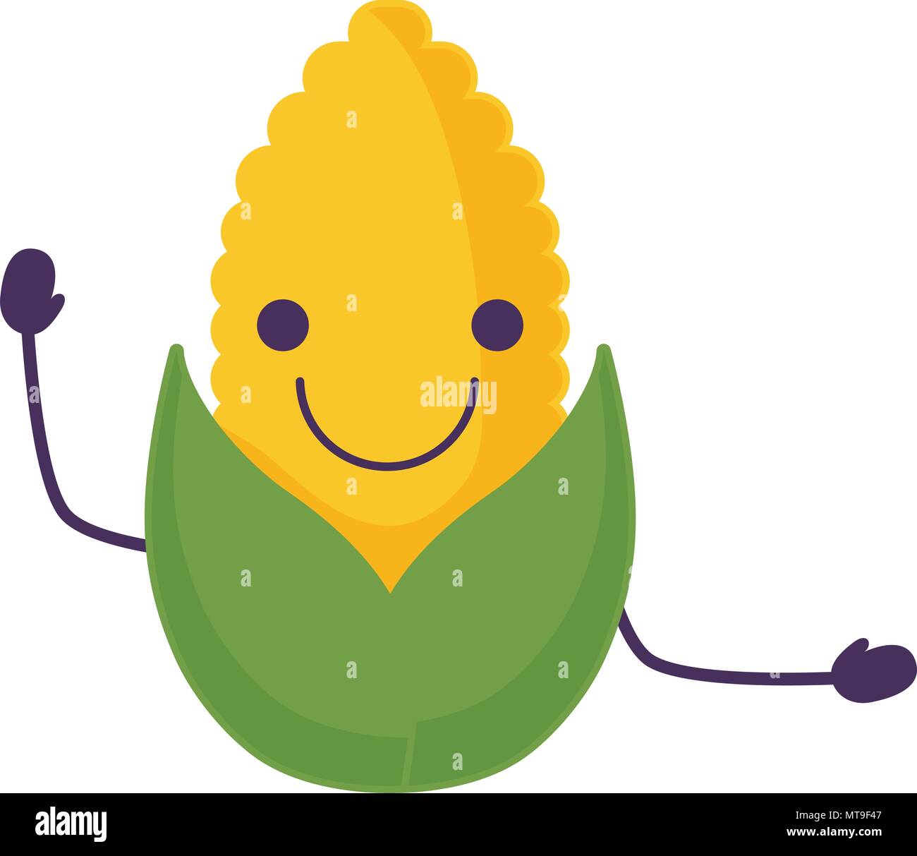 Kawaii happy corn over white background, colorful design. vector ...