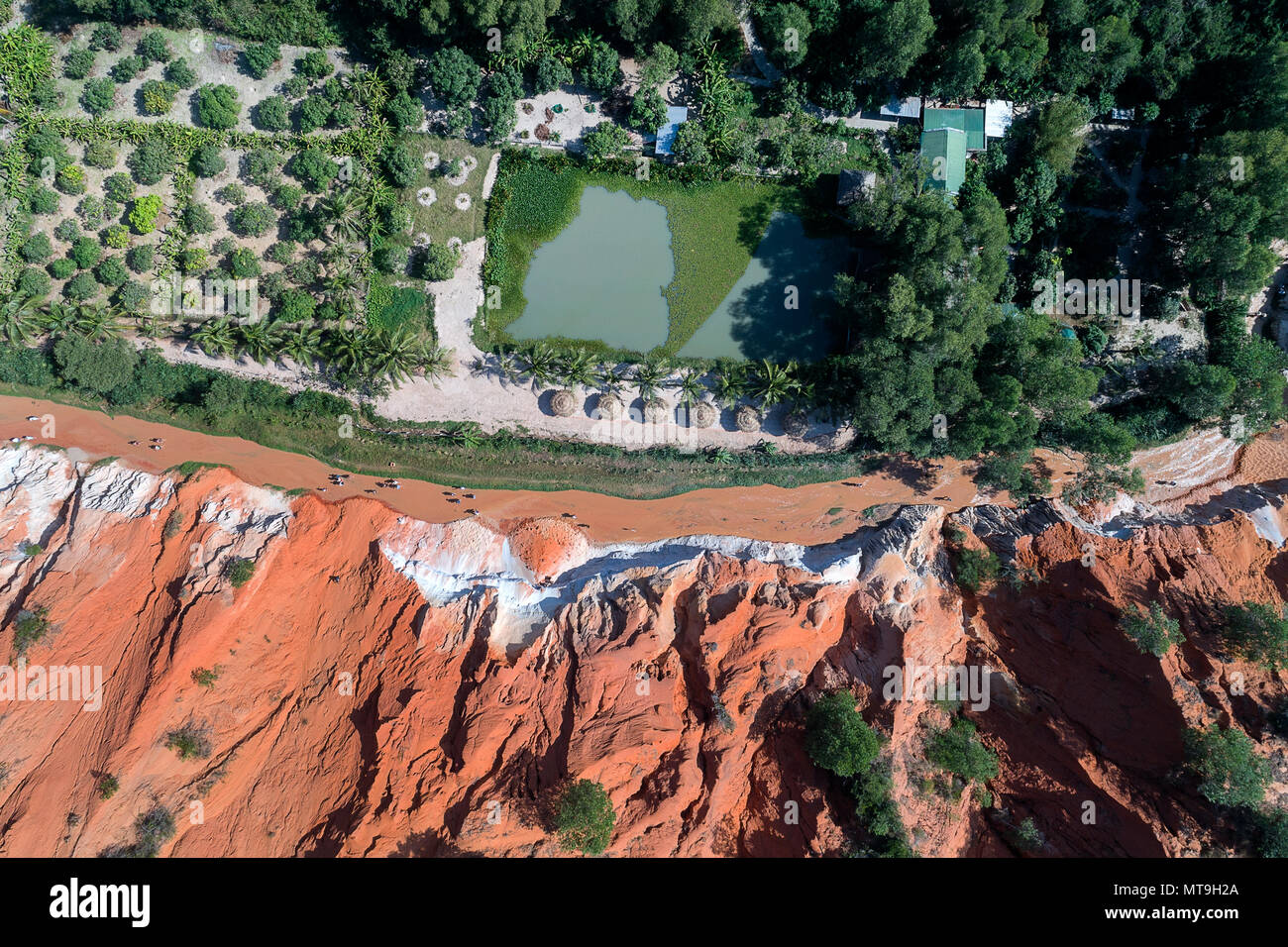 Red Canyon and The Fairy Spring aerial view, Mui Ne, Vietnam Stock ...