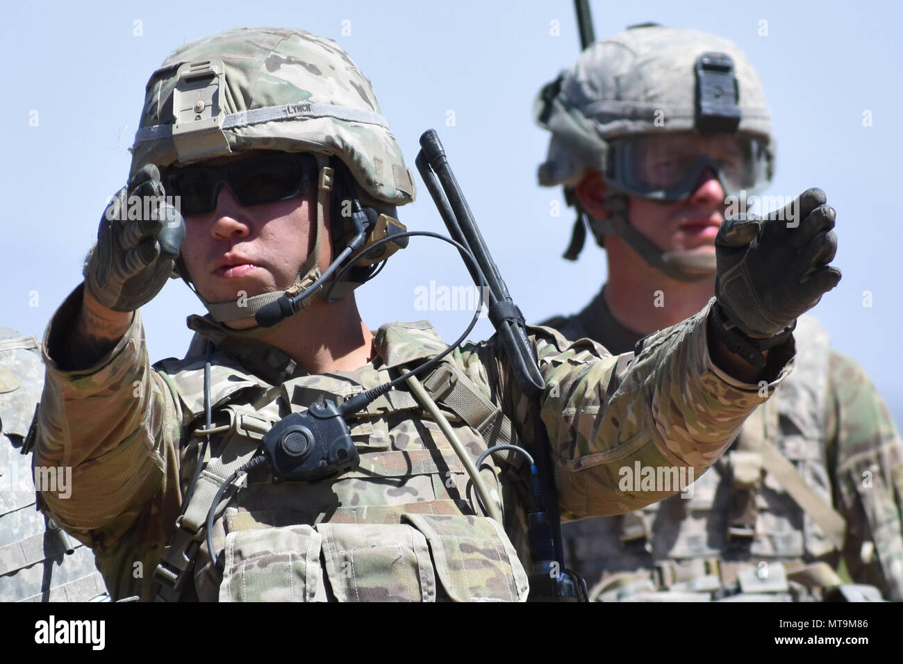 Capt. Riley Lynch, left, commander, Company C, 3rd Battalion, 41st ...