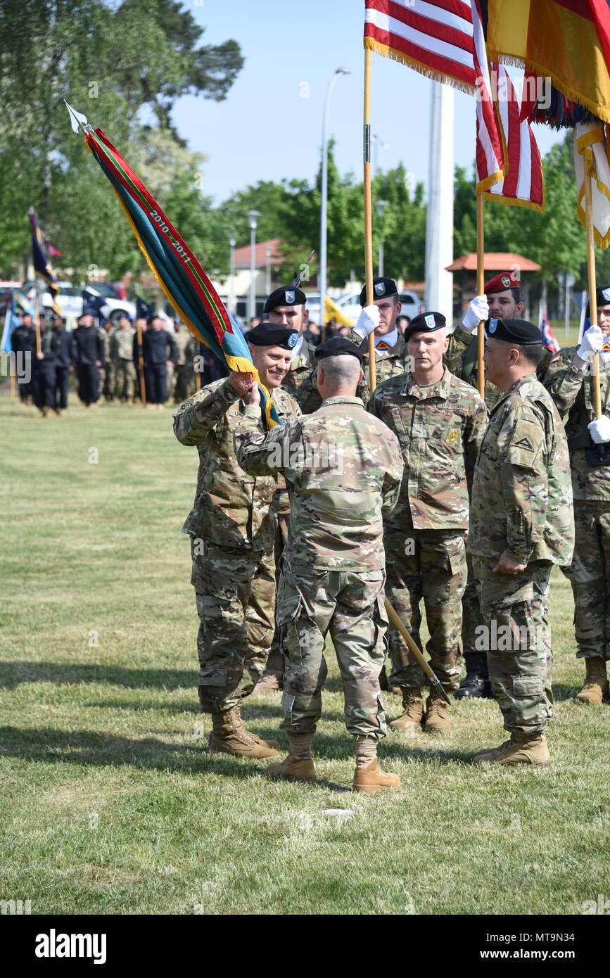 Brig. Gen. Christopher C. LaNeve receives the colors from Lt. Gen ...