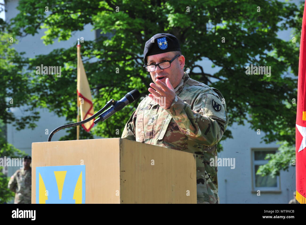 Maj. Gen. Steven A. Shapiro, 21st Theater Sustainment Command commanding general, addresses ...