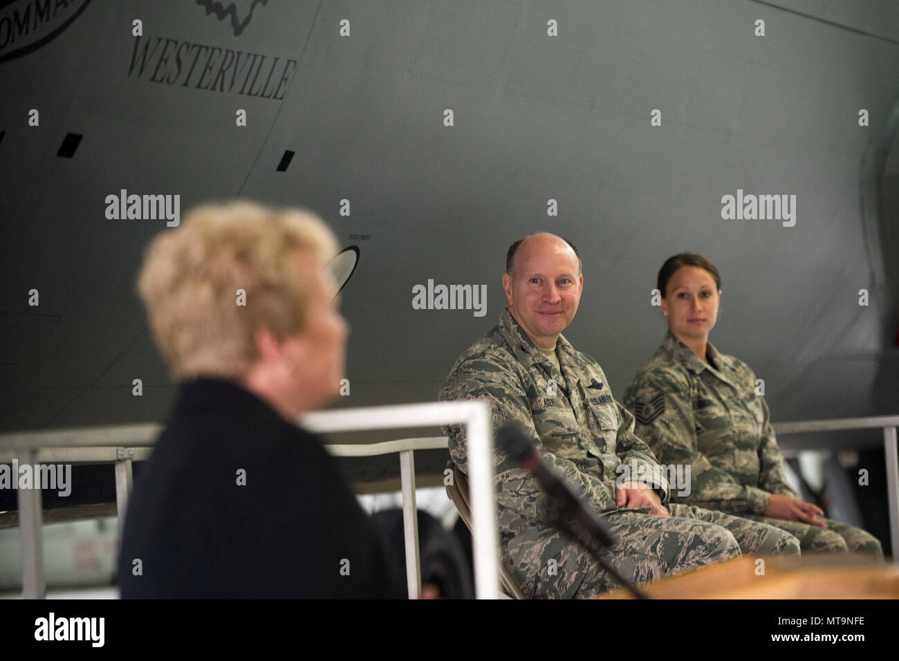 U.S. Air Force Col Mark Auer, 121st Air Refueling Wing Commander, and ...