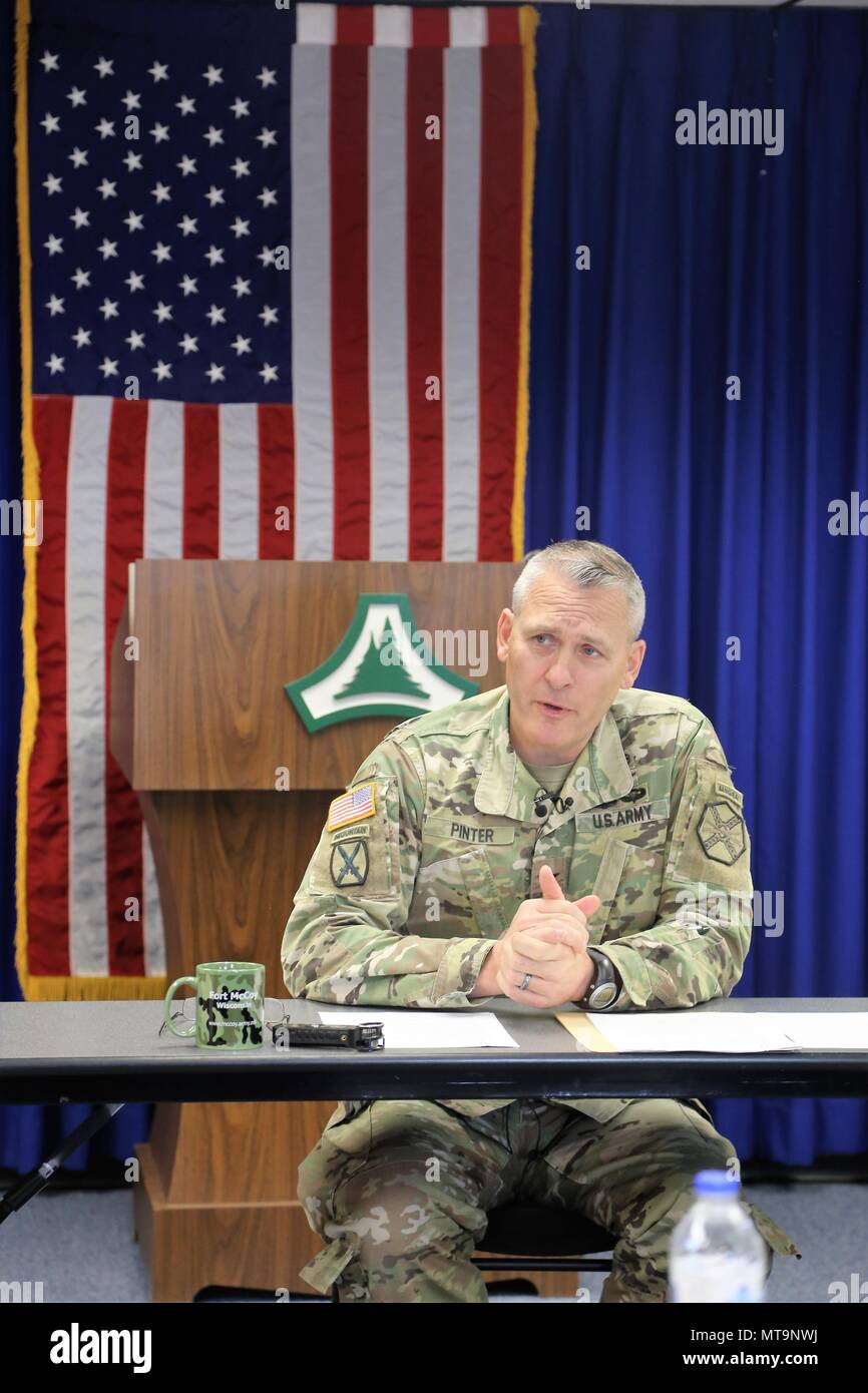 Garrison Commander Col. David J. Pinter Sr. participates in a press ...