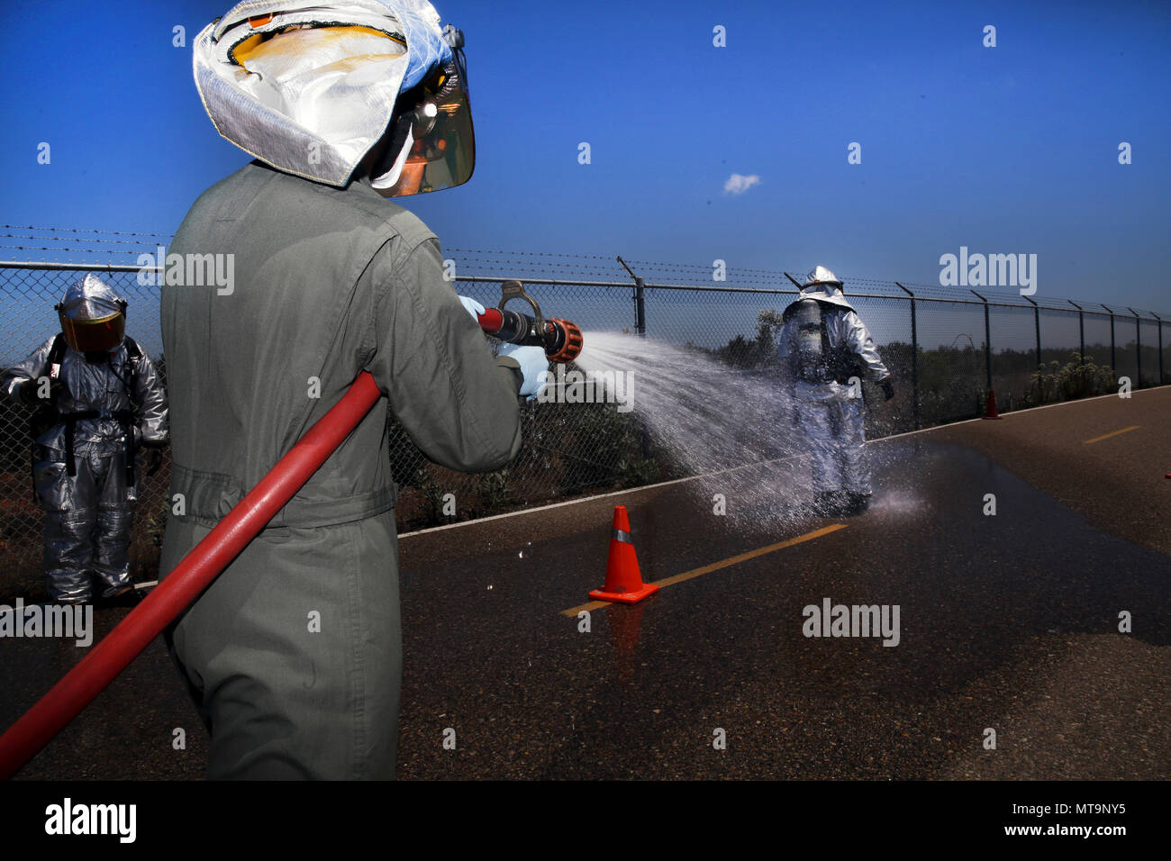 Pfc. Connor Mize, a hazardous material (HAZMAT) entry team technician ...