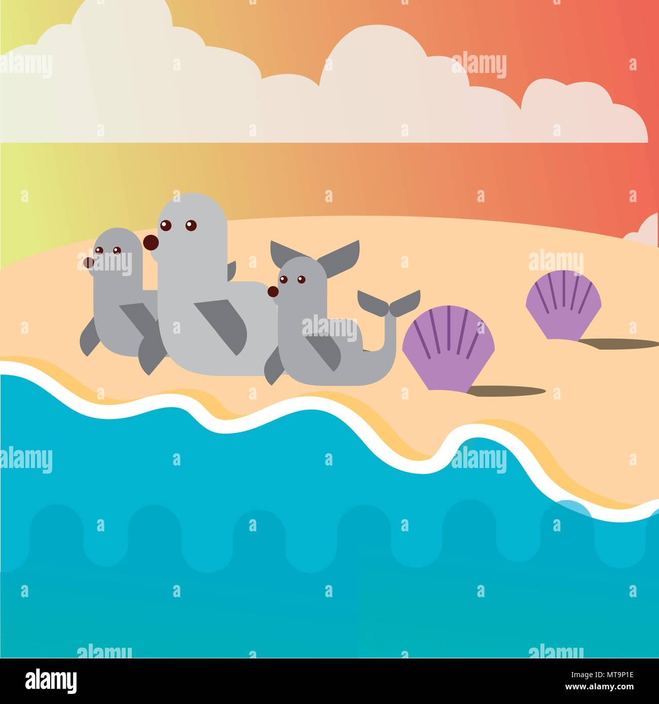 sea life cartoon Stock Vector Image & Art - Alamy