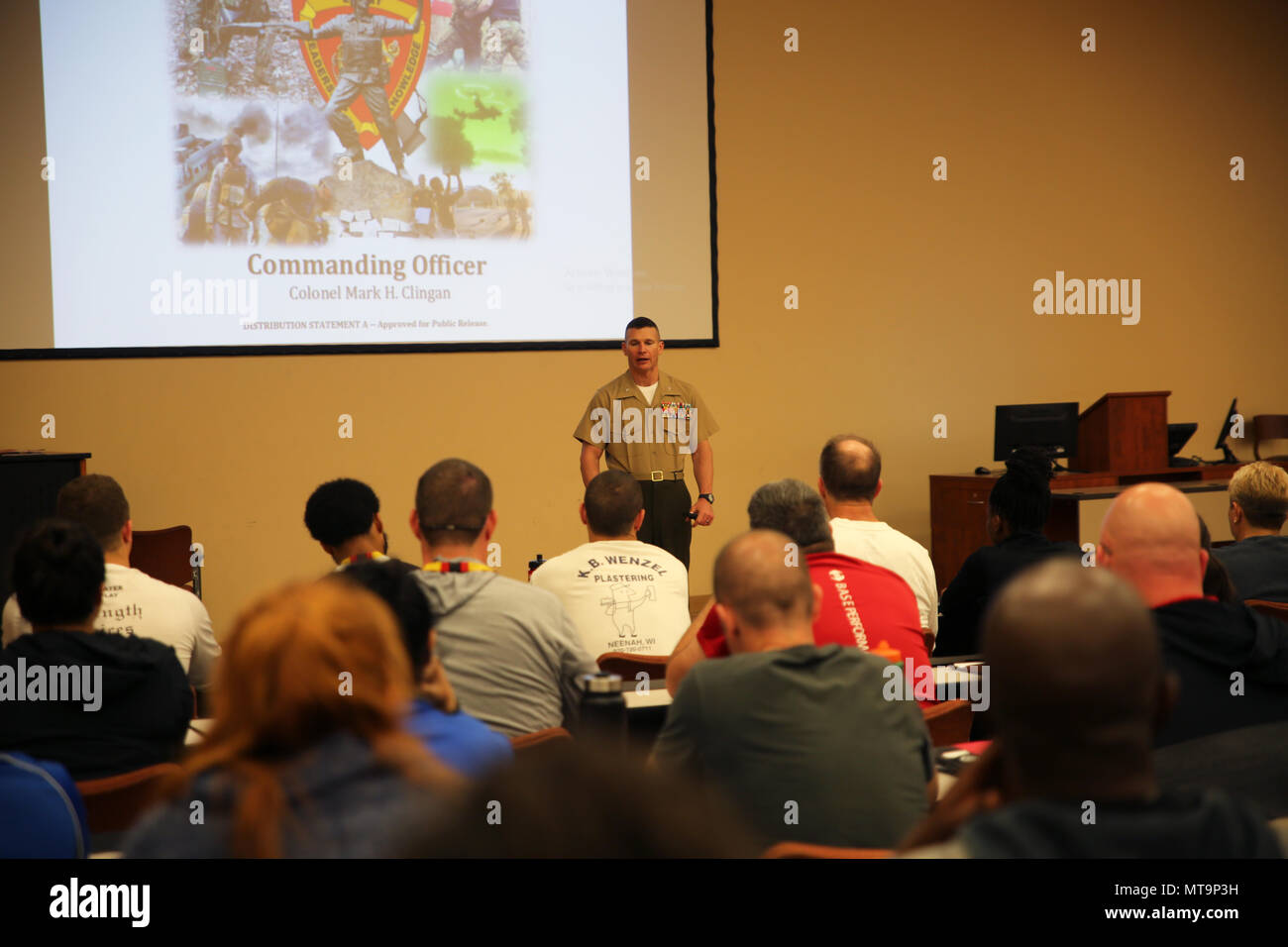 Col. Mark Clingan, the commanding officer of The Basic School, gives a ...