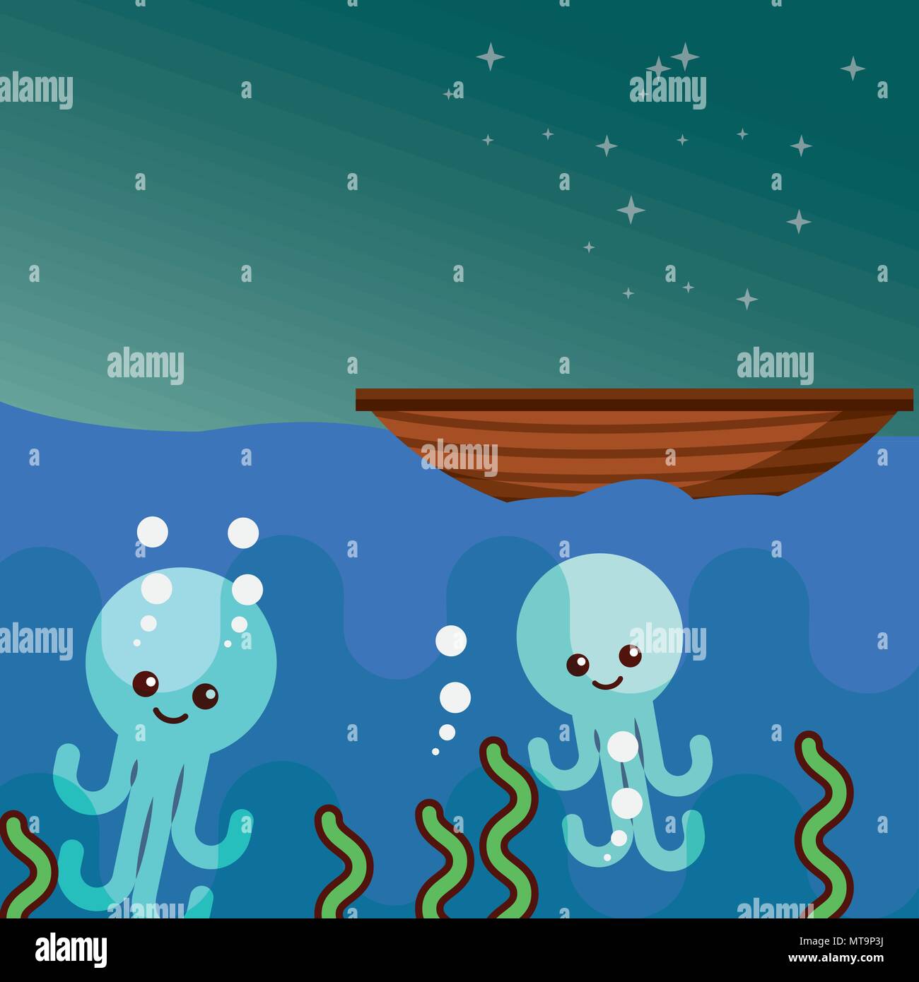 sea life cartoon Stock Vector Image & Art - Alamy