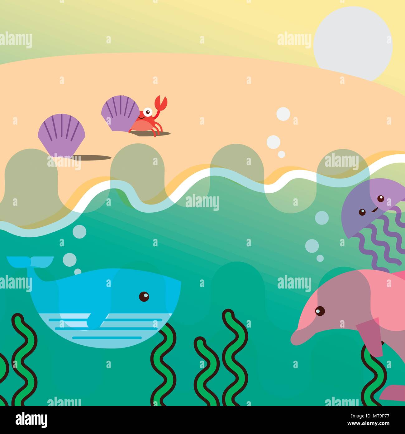 Sea fish crab pearl Stock Vector Images - Alamy