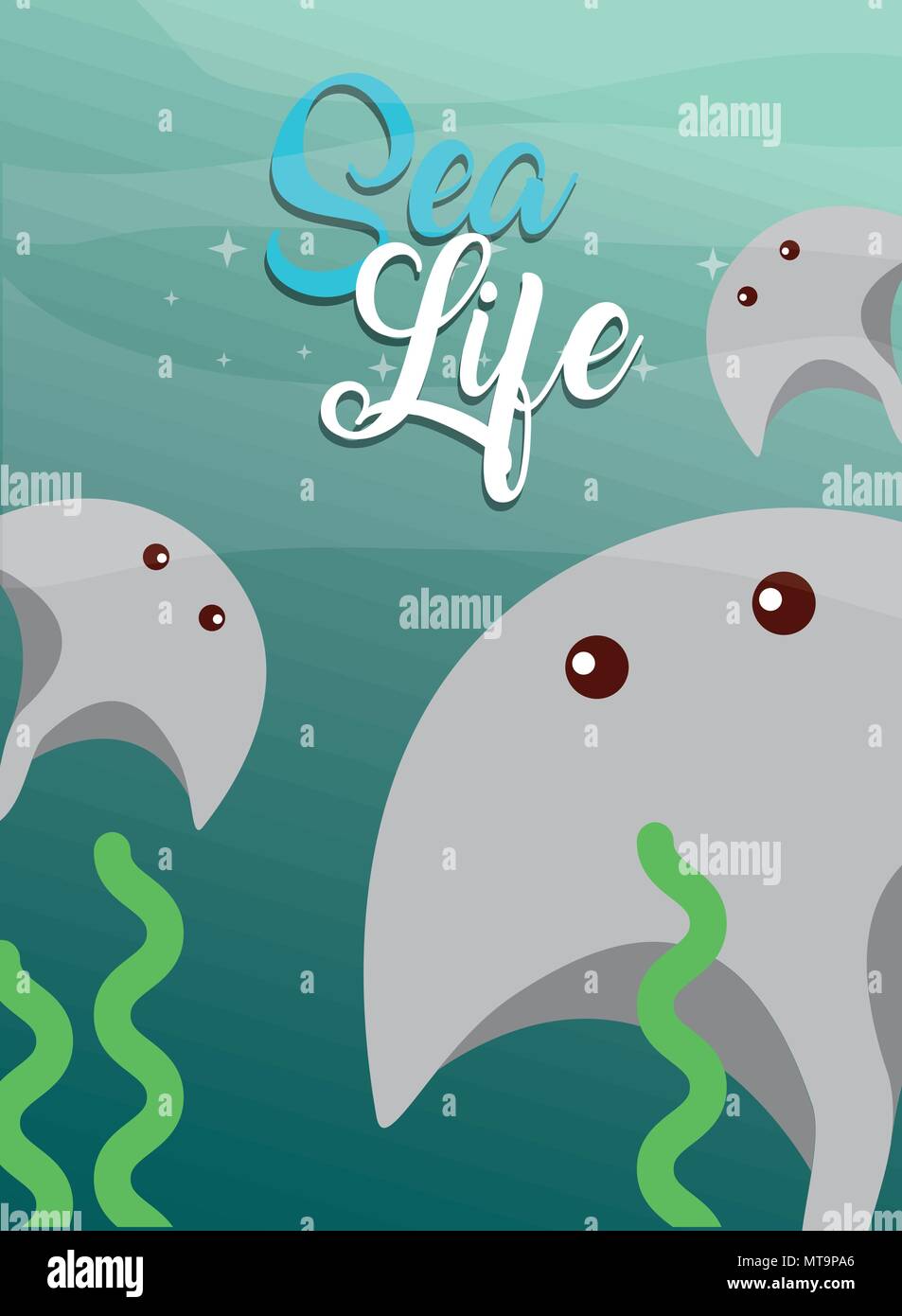 Stingray with seaweed Stock Vector Images - Alamy