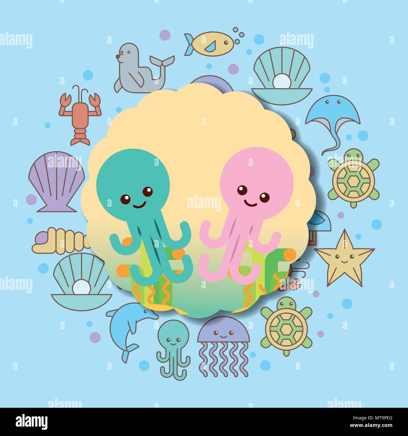 sea life cartoon Stock Vector Image & Art - Alamy