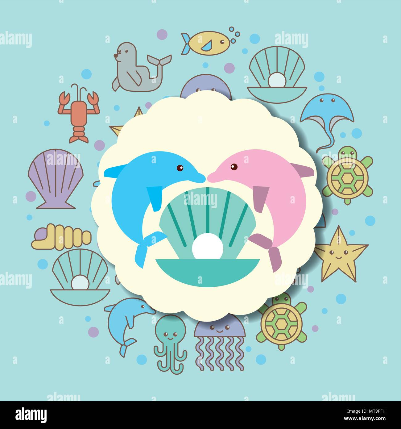 sea life cartoon Stock Vector Image & Art - Alamy