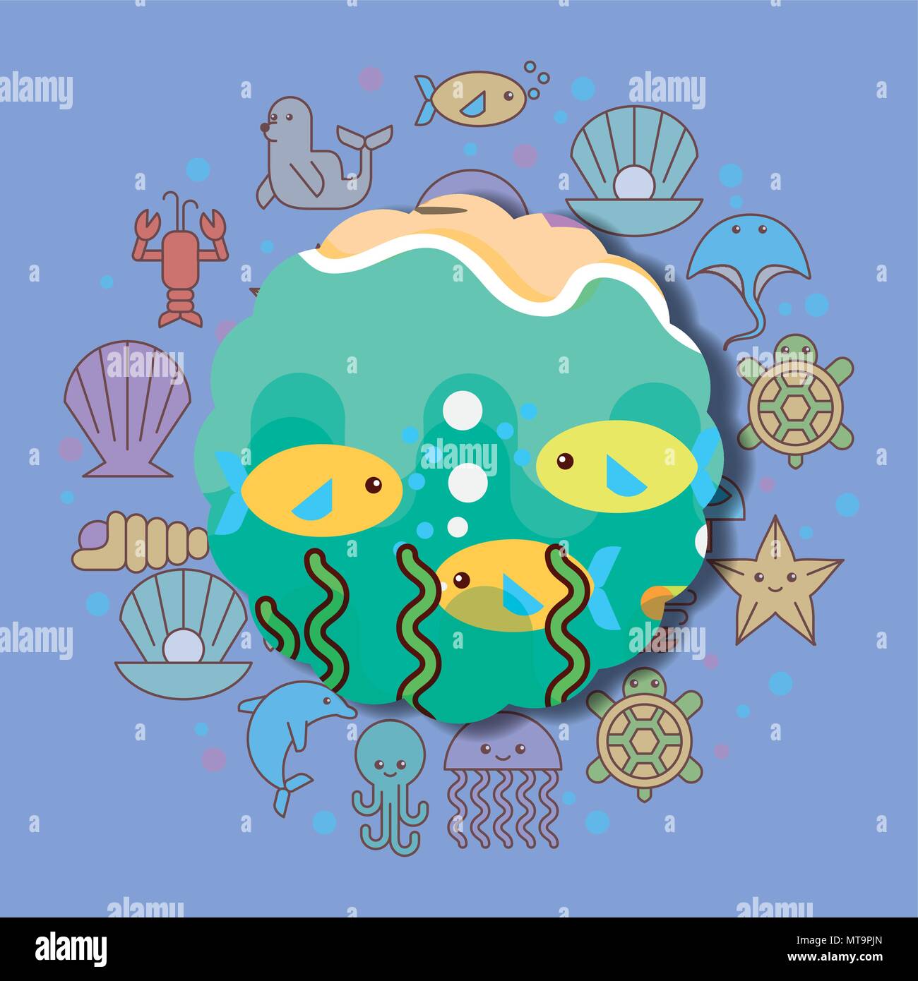 sea life cartoon Stock Vector Image & Art - Alamy