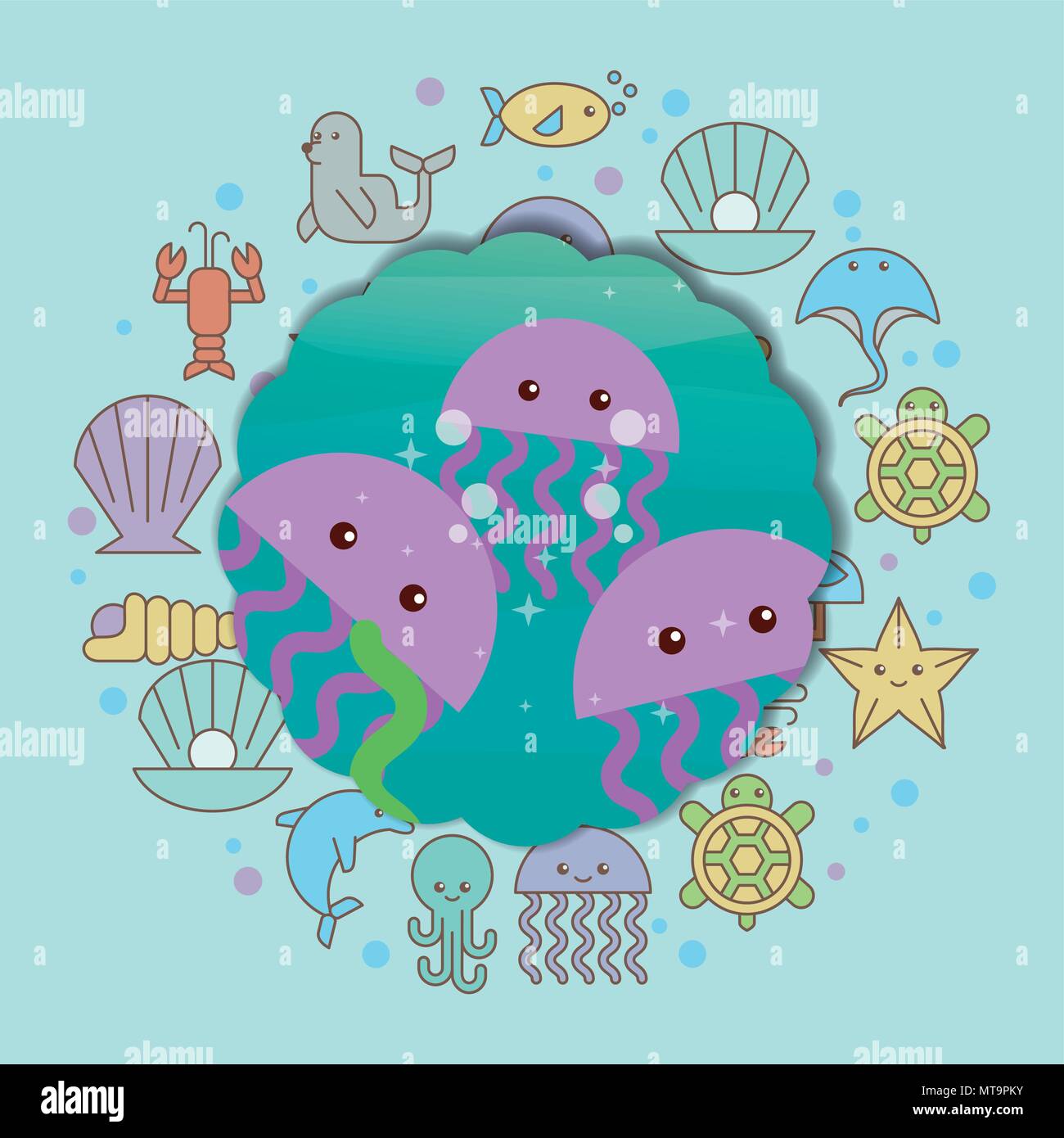 sea life cartoon Stock Vector Image & Art - Alamy