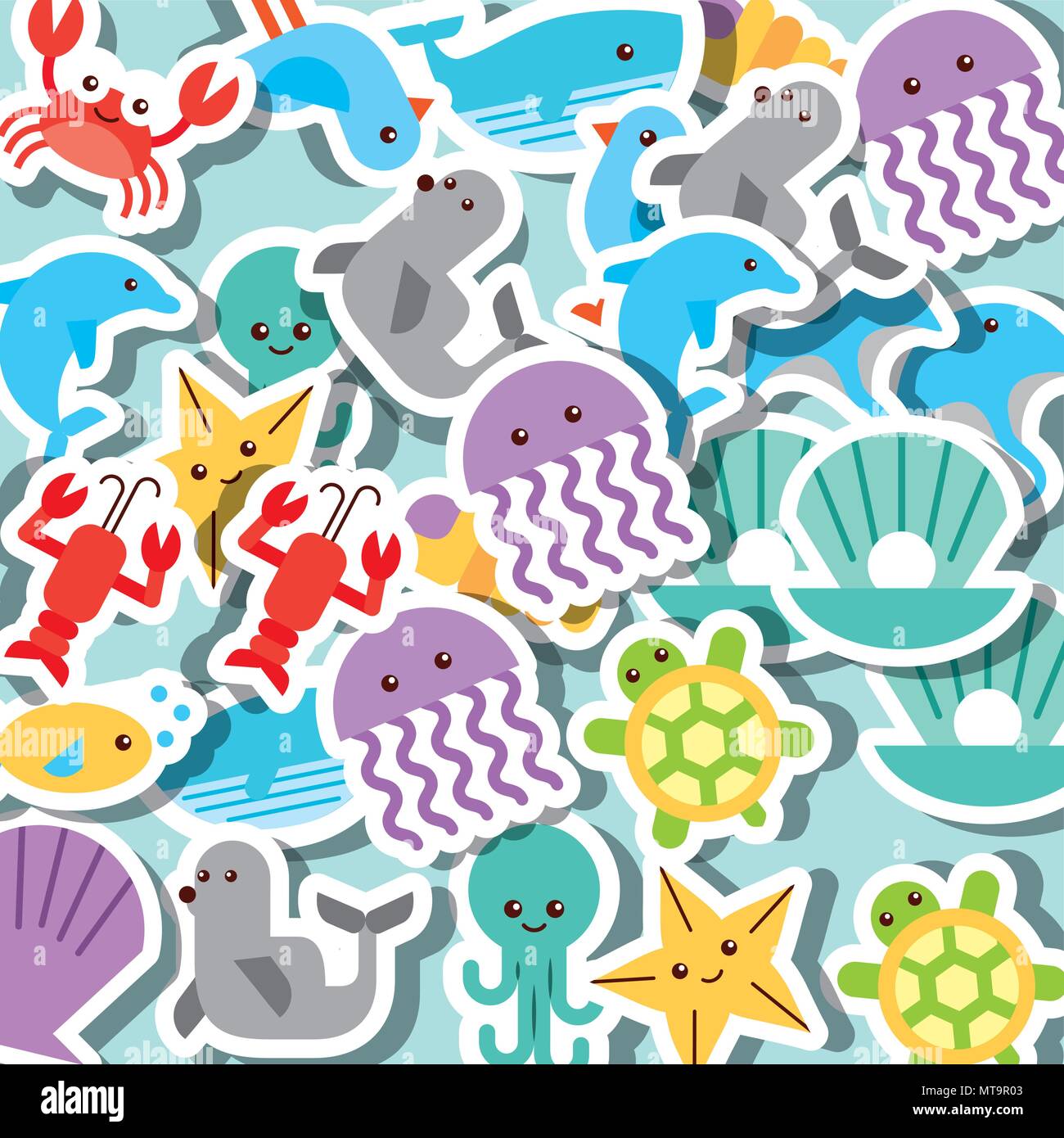 sea life cartoon Stock Vector Image & Art - Alamy
