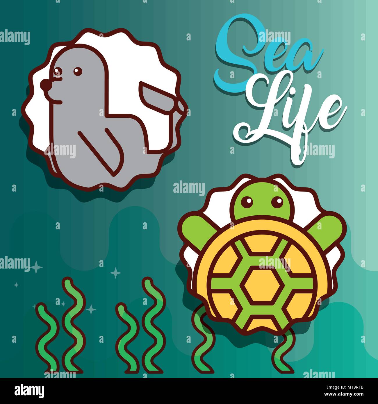 sea life cartoon Stock Vector Image & Art - Alamy
