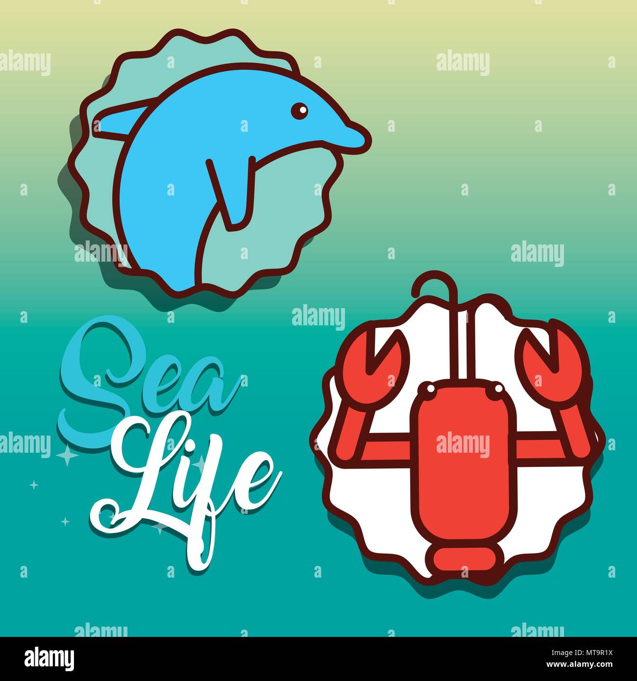 sea life cartoon Stock Vector Image & Art - Alamy
