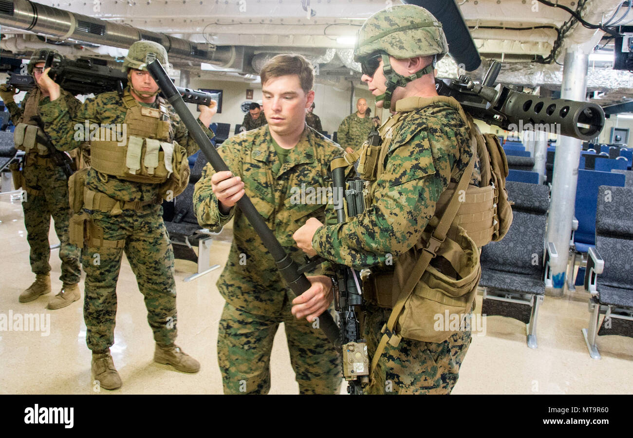 USNS MILLINOCKET, At Sea (May 20, 2018) Cpl. Phillip Sturholm, front ...