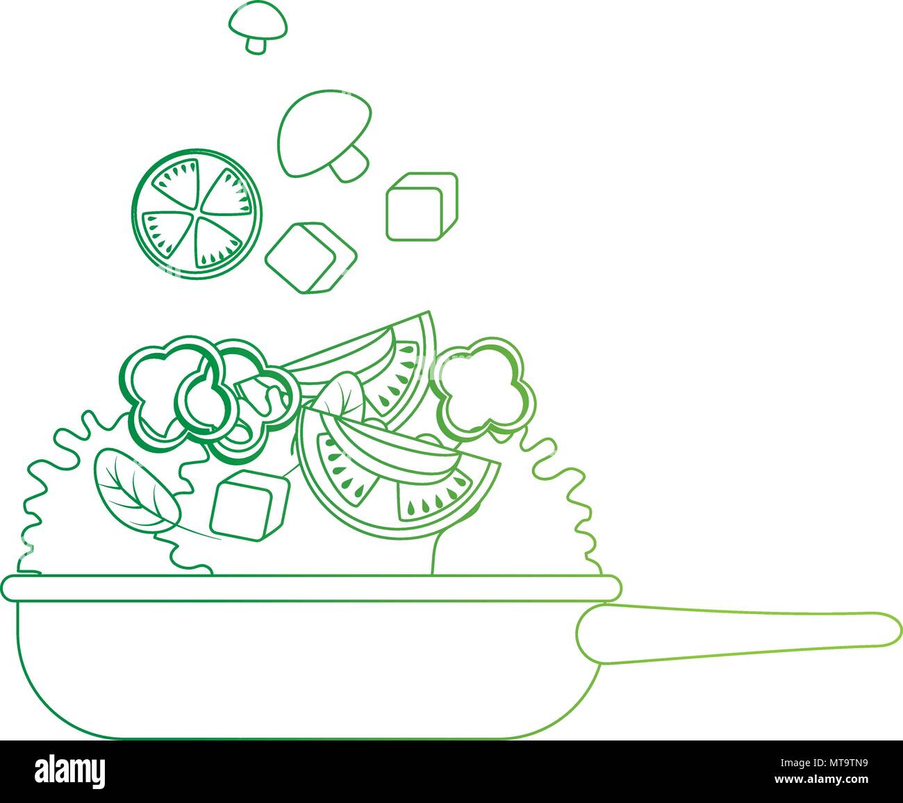 vegetables cooking in kitchen pan Stock Vector Image & Art - Alamy