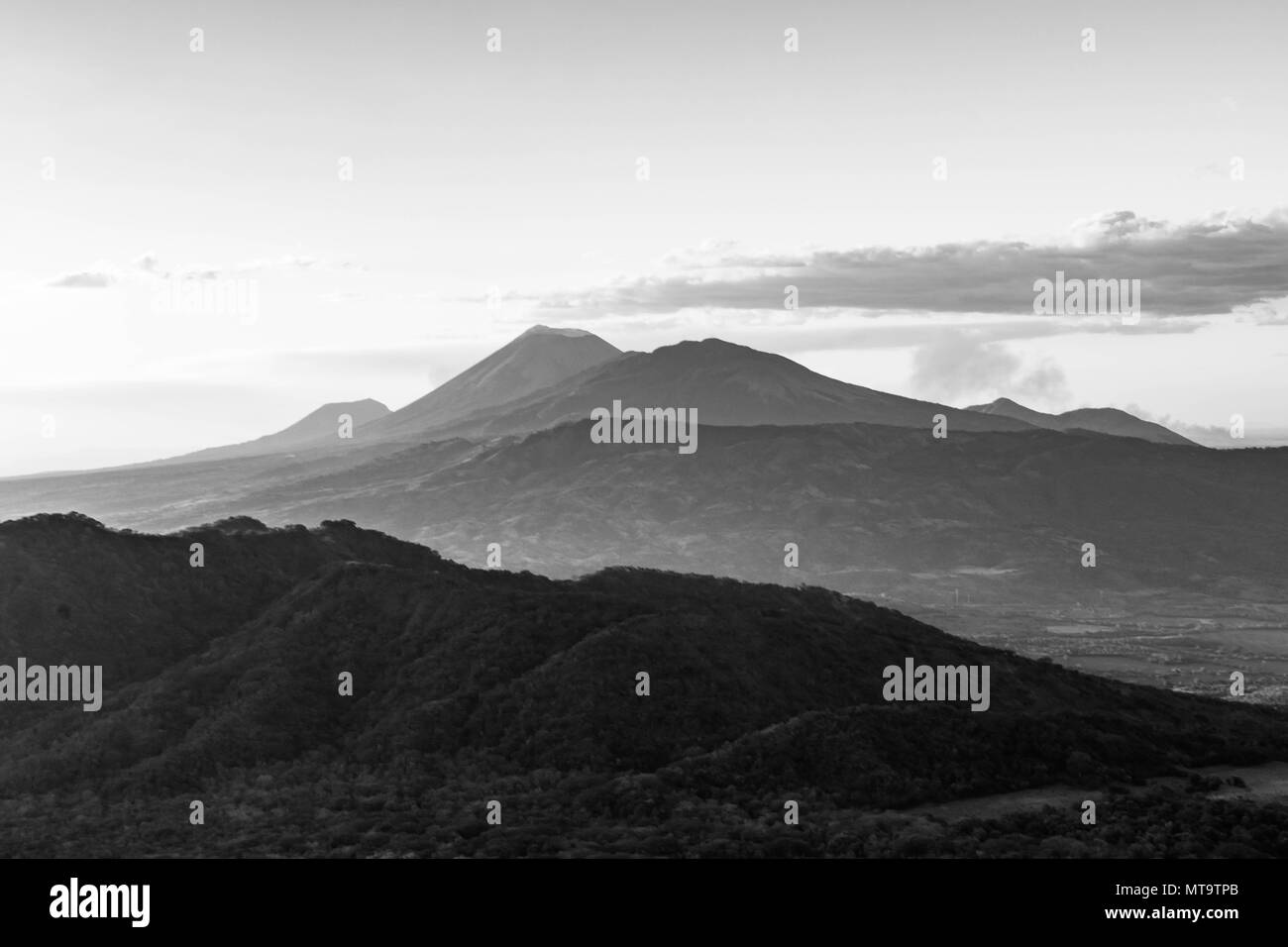 View of a series of volcanoes from the top of Volcan Telica, Nicaragua ...