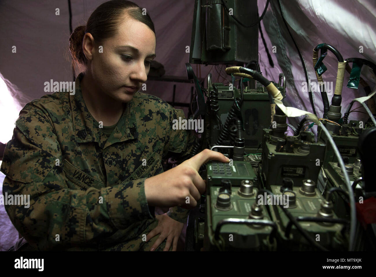 U.S. Marine Sgt. April Vance, a field radio operator with Headquarters ...