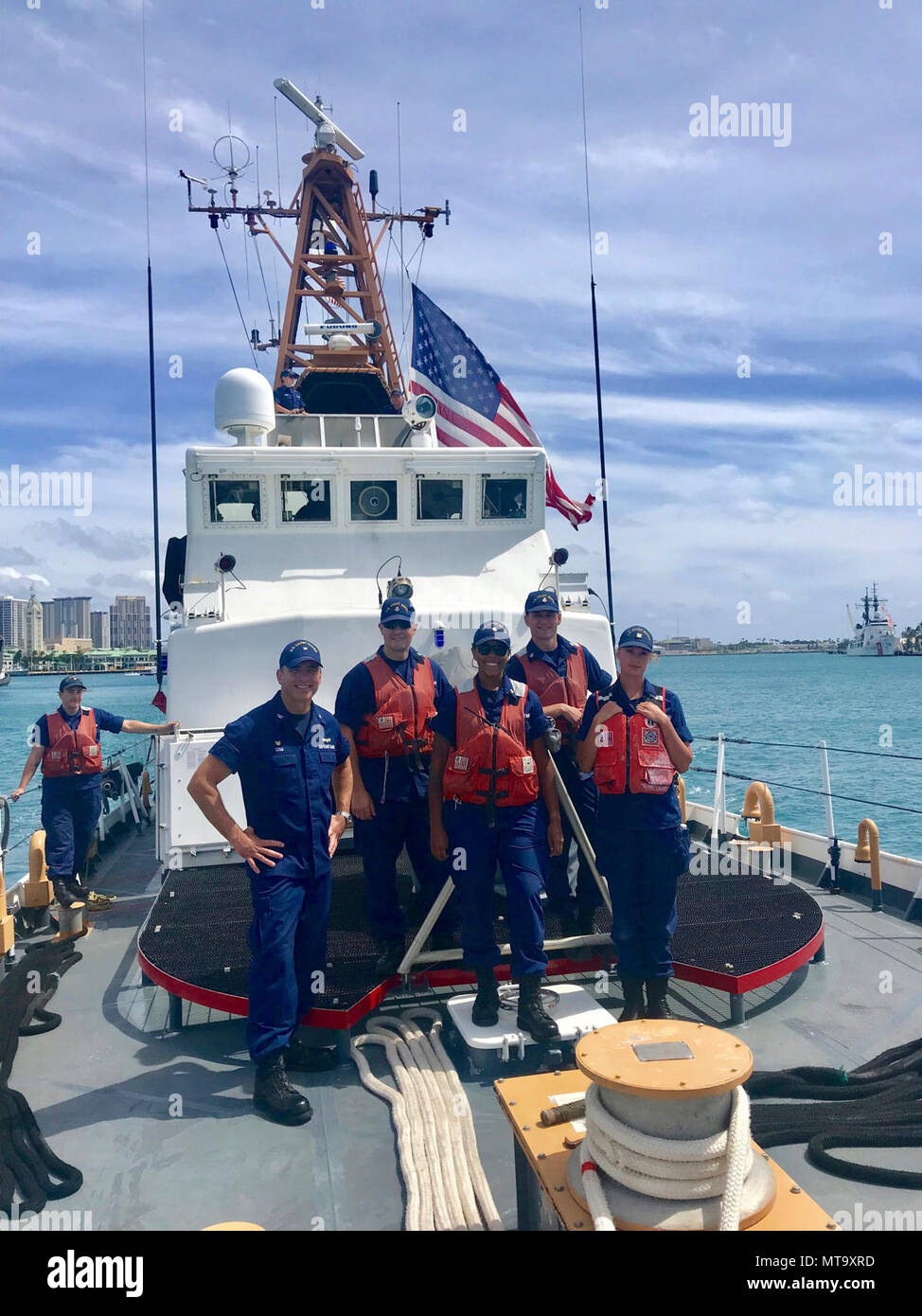 Part of the crew of the Coast Guard Cutter Galveston Island (WPB 1349 ...