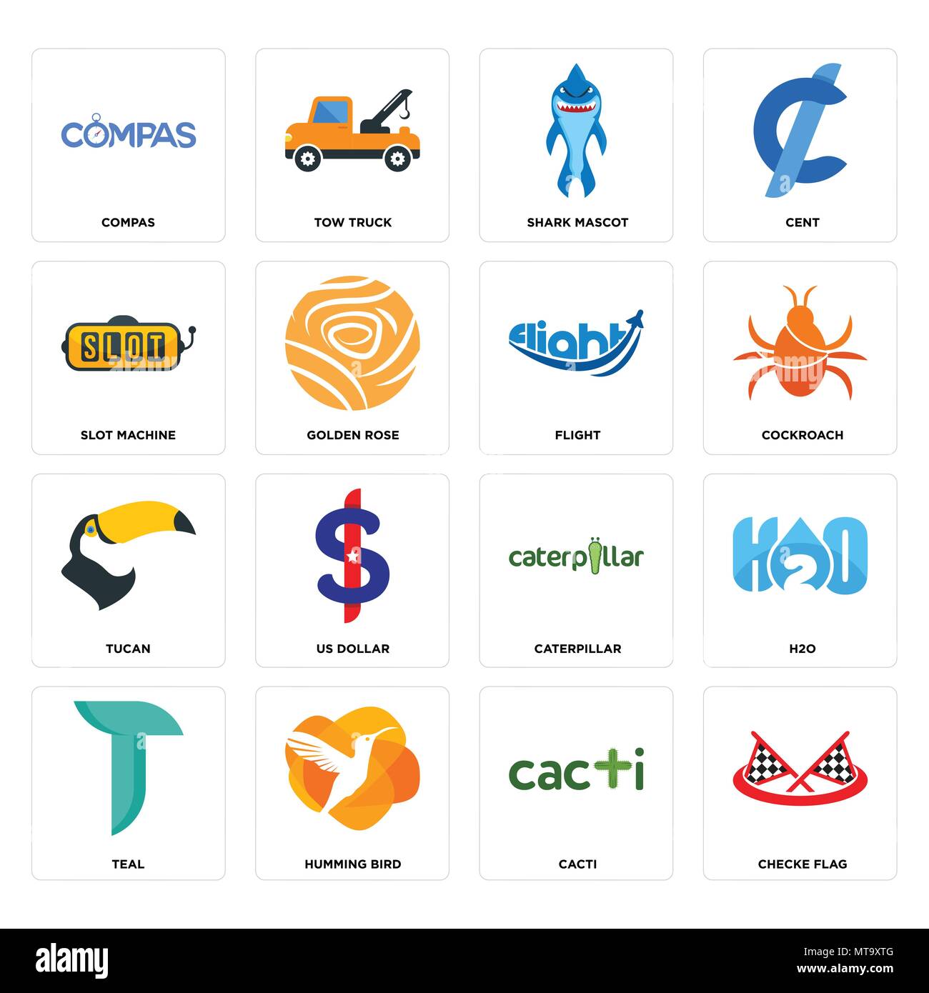 Set Of 16 simple editable icons such as checke flag, cacti, humming ...