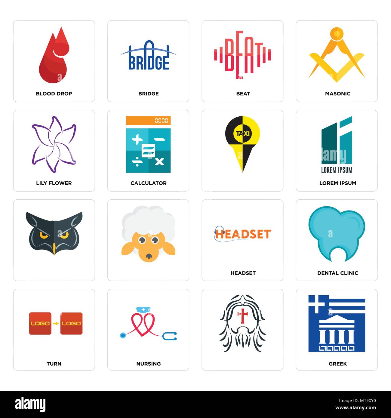 Set Of 16 simple editable icons such as greek, , nursing, turn, dental ...