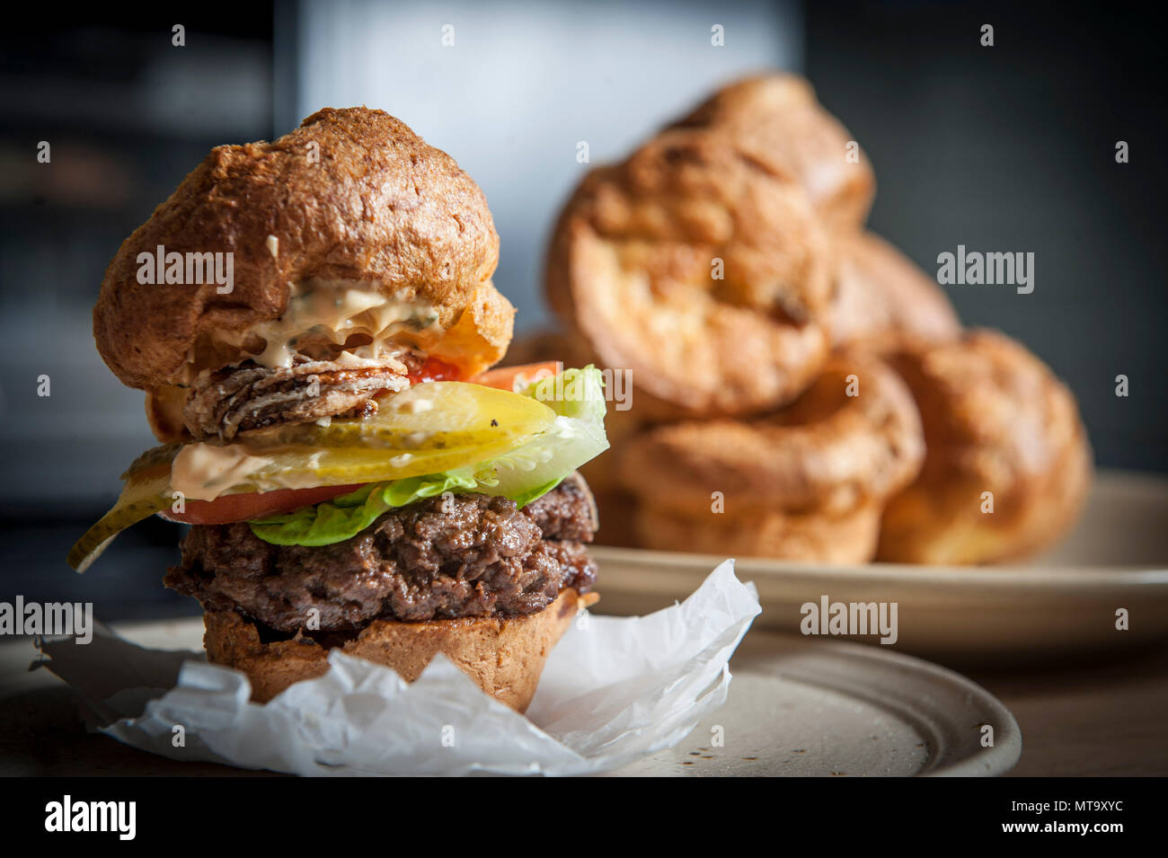 Perfect Yorkshire Puddings sandwiching a burger made by The Milestone ...
