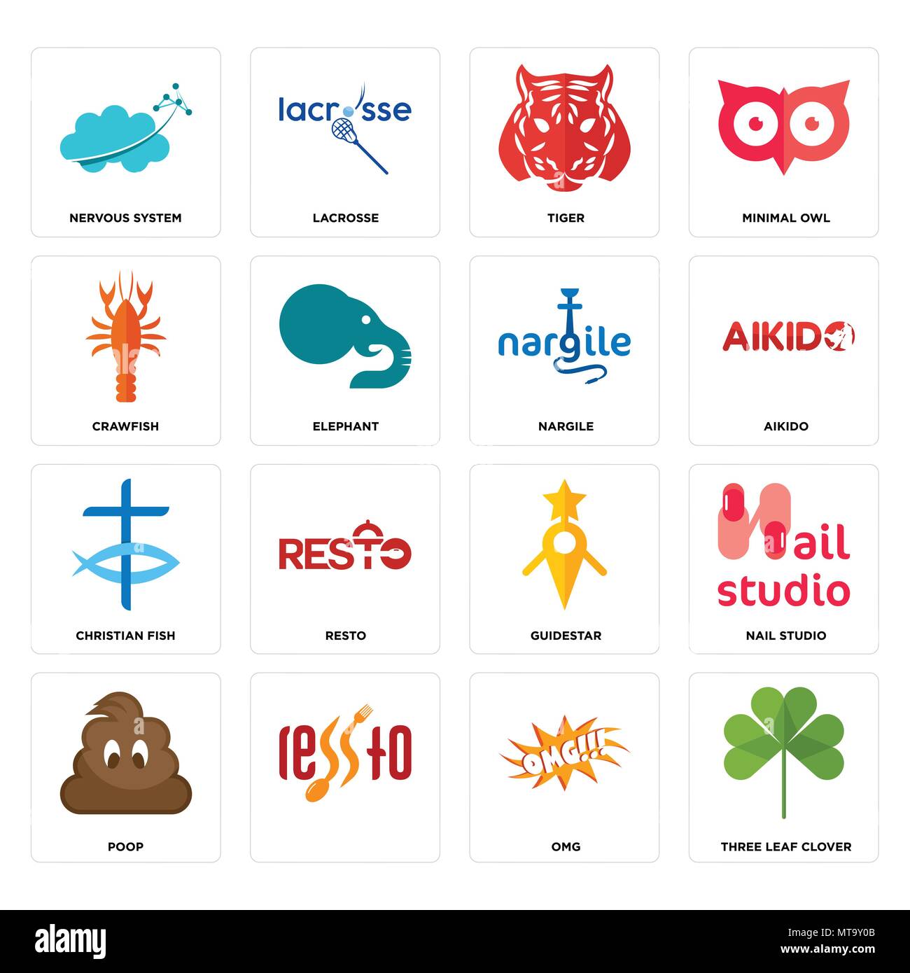 Set Of 16 simple editable icons such as three leaf clover, omg, , poop ...