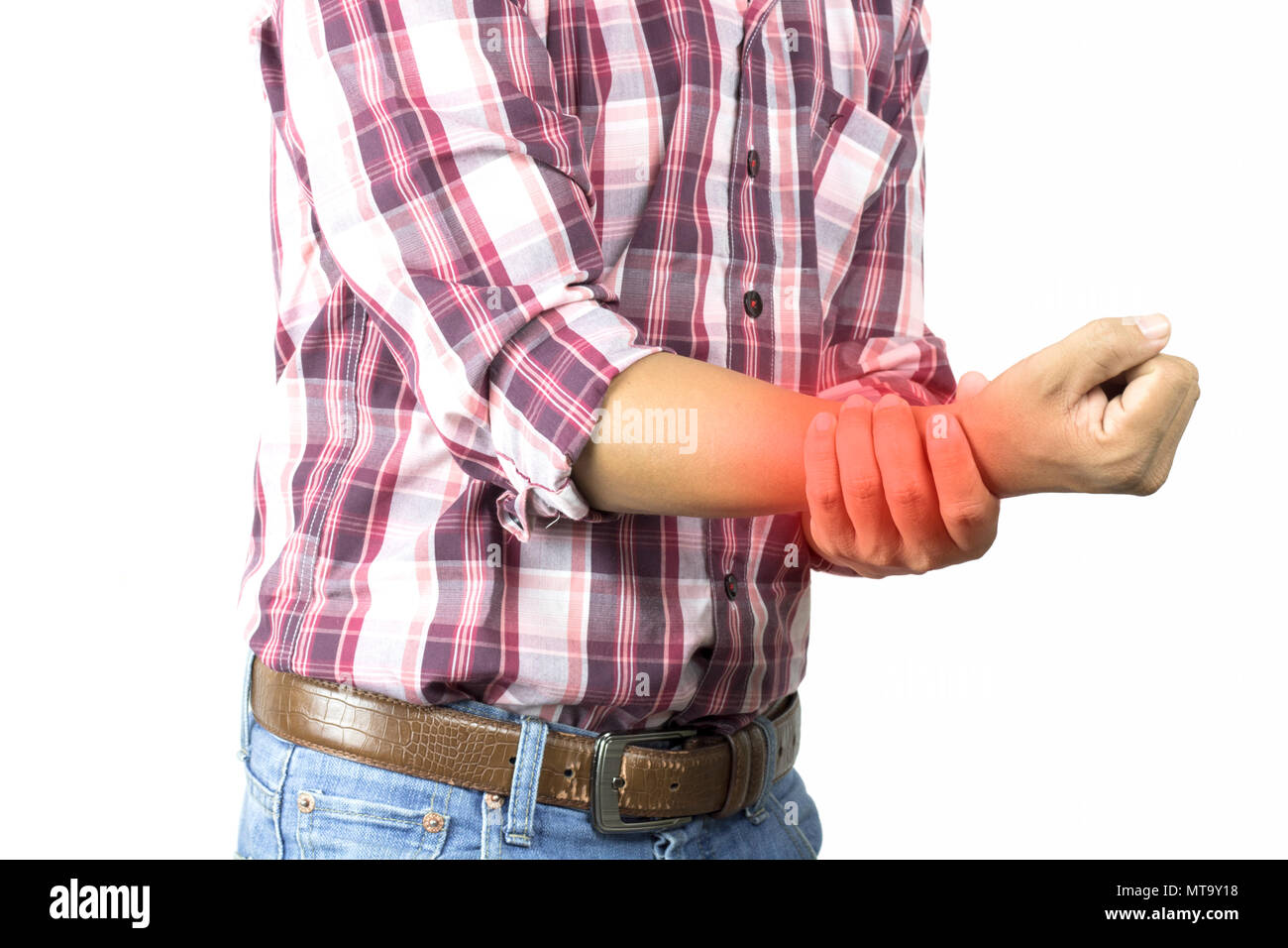 construction worker has suffering from pain in hand, severe arm ache ...