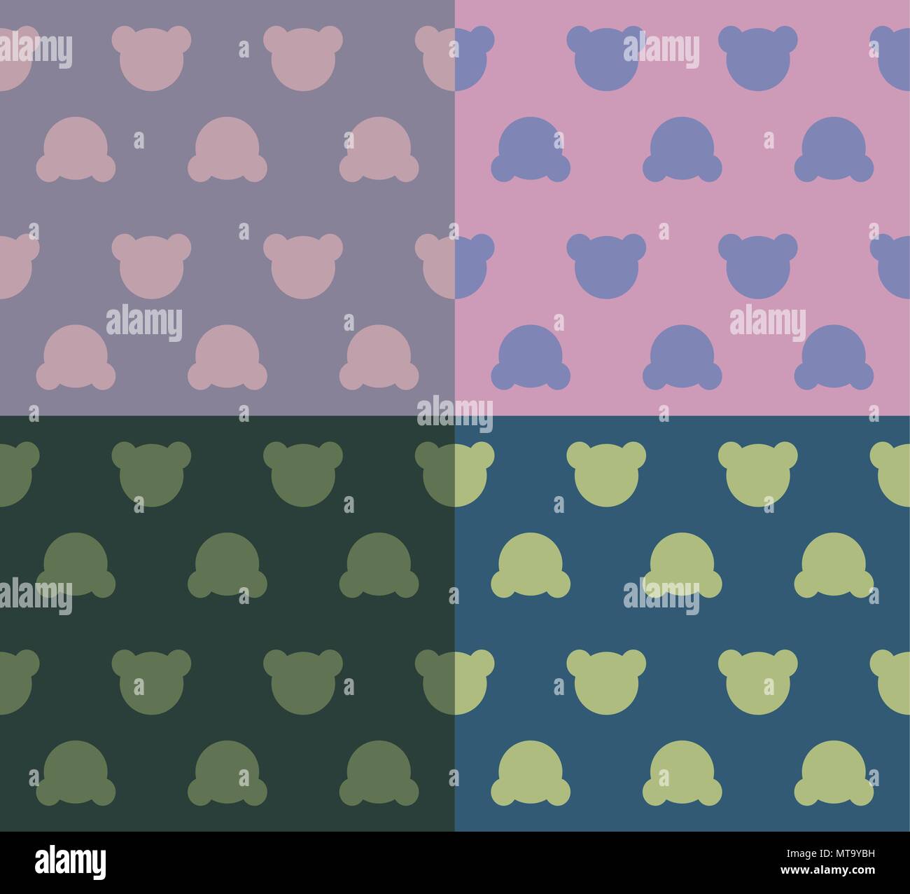 cute teddy bears heads silhouettes - seamless pattern set texture ...