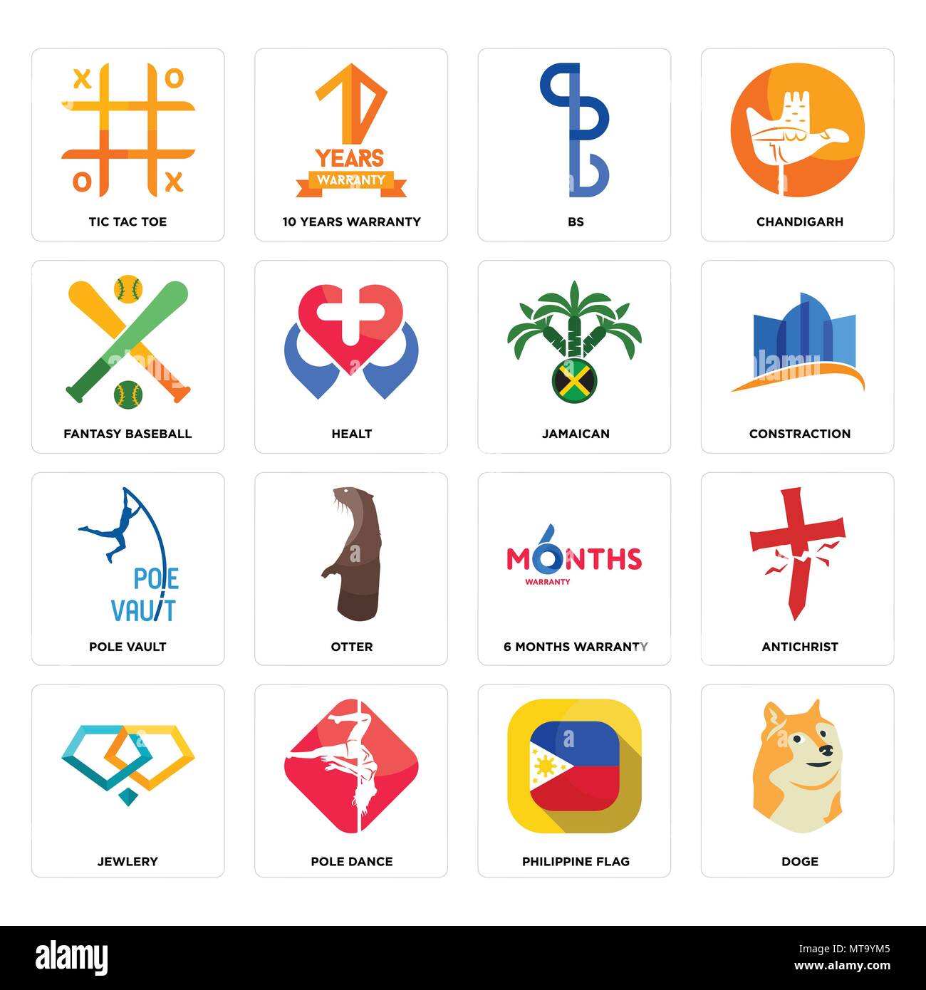 Set Of 16 simple editable icons such as doge, philippine flag, pole ...